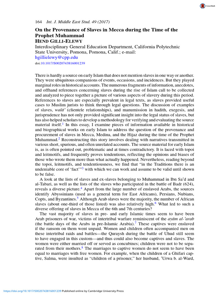 Slavery in Mecca during Muhammad's Era | PDF | Mecca | Muhammad
