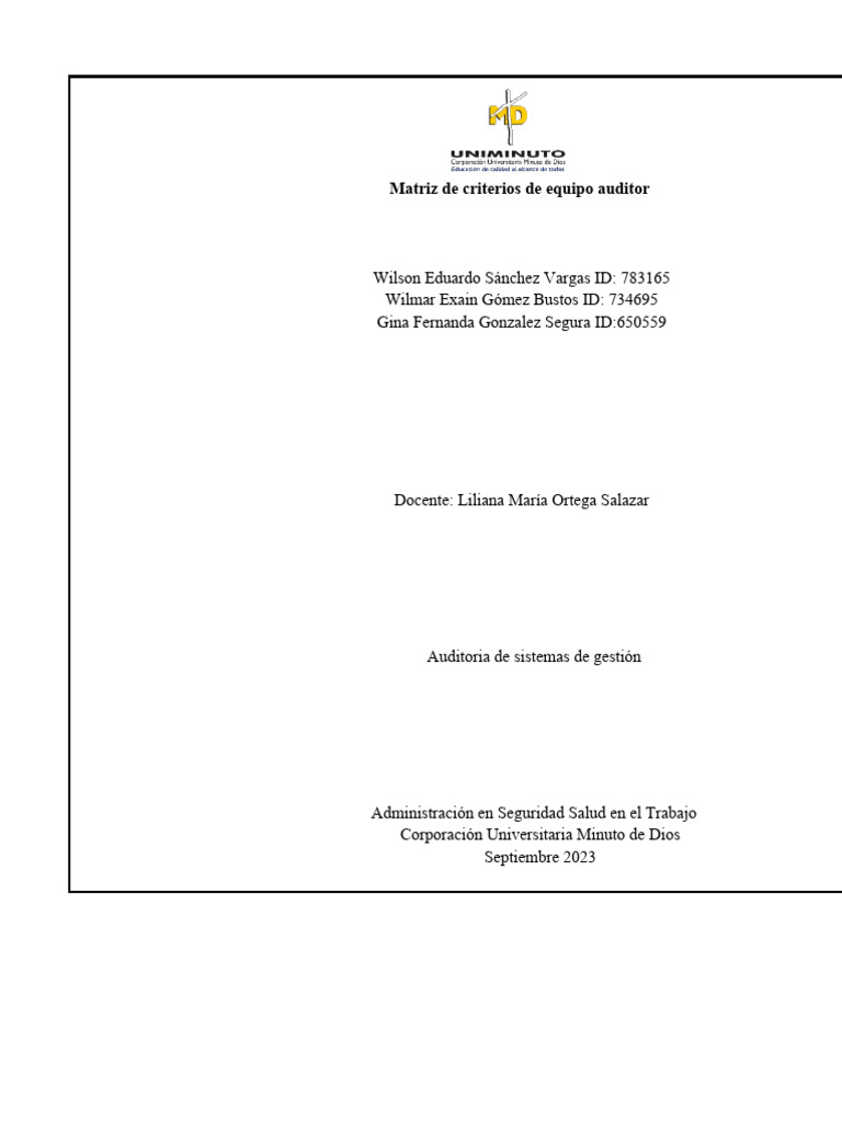 Actividad 2 Matriz de Criterios y Plan de Mejora | PDF | Auditoría Actividad 2 Matriz de Criterios y Plan de Mejora | PDF | Auditoría