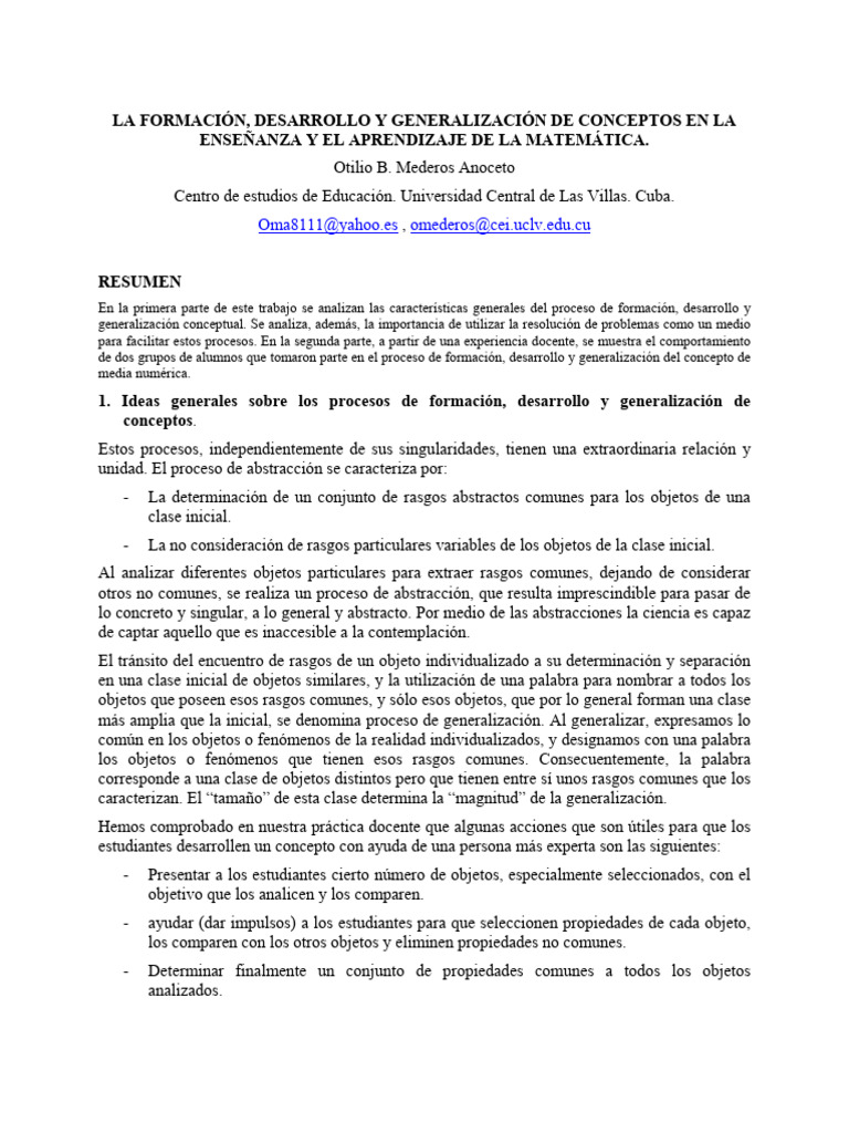 Aprendizaje de La Matematica | PDF | Enseñando | Abstracción