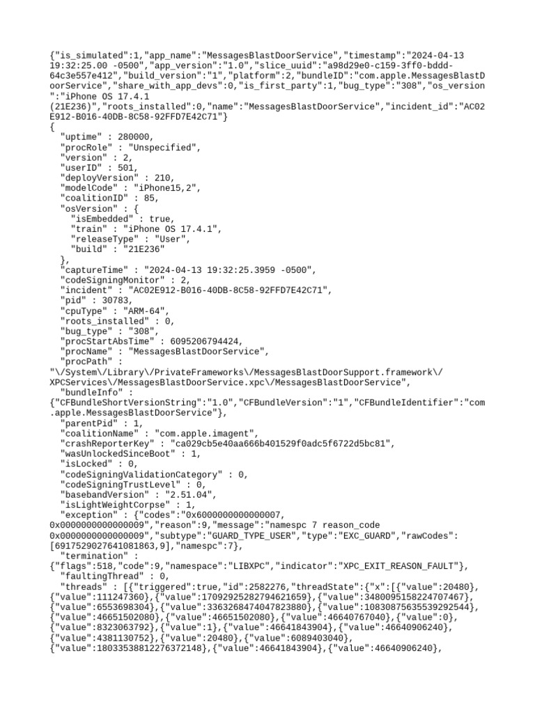 ExcUserFault MessagesBlastDoorService 2024 04-13-193225 | PDF | Software Engineering | Computer ...