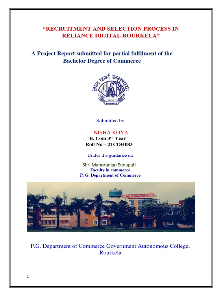 Recruitment and Selection Process in Relieance Digital in Rourkela ...