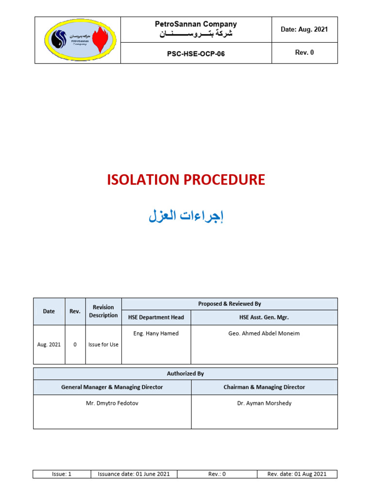 06- Isolation Procedure - Rev. 0 | PDF