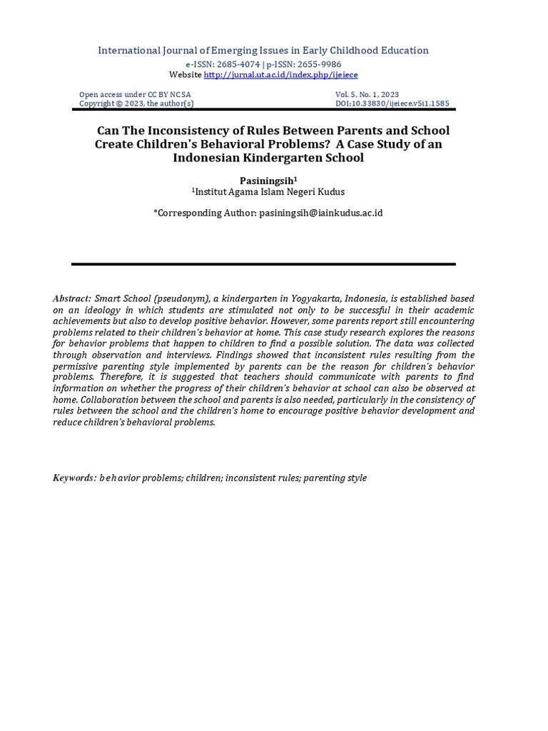 Inconsistency Behaviour in ECE | PDF | Parenting | Family