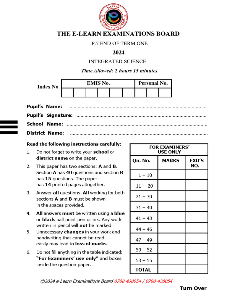 p7 Science Paper | PDF