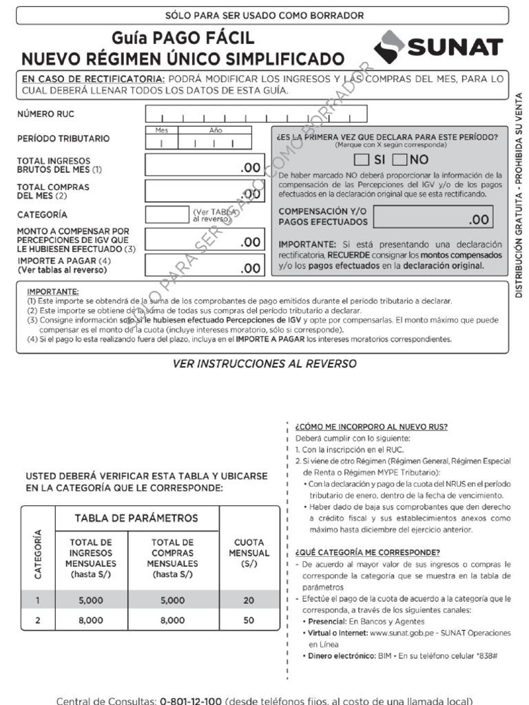 Guía Pago Fácil Nuevo RUS - F 1611 | PDF