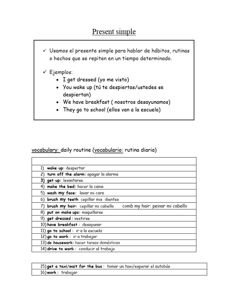 Present Simple | PDF | Meal | Drink