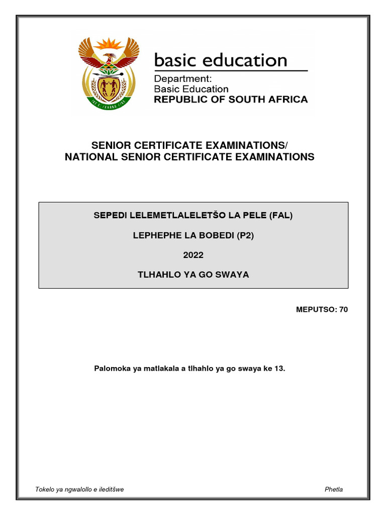 Sepedi FAL P2 May-June 2022 MG | PDF