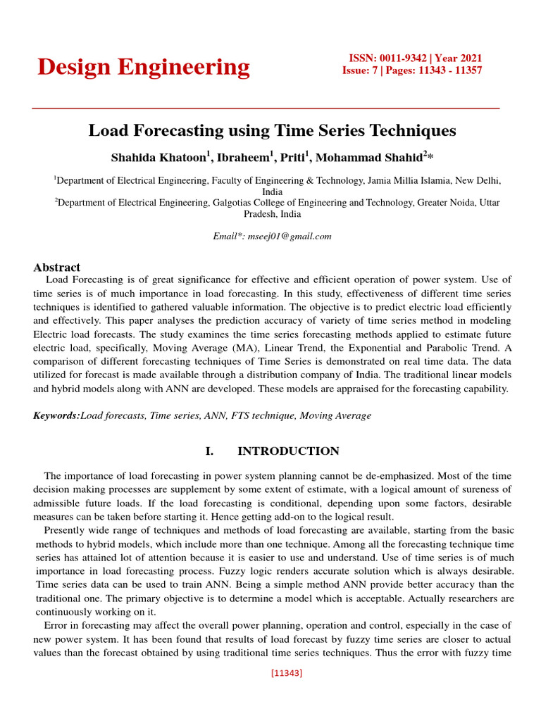 Load Forecasting Using Time Series Techn | PDF | Time Series | Forecasting