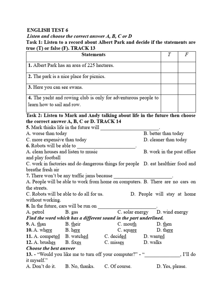 ENGLISH TEST 6 | PDF