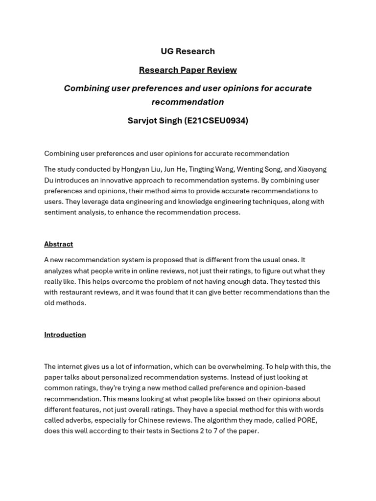 Combining User Preferences and User Opinions For Accurate ... Combining User Preferences and User Opinions For Accurate ...