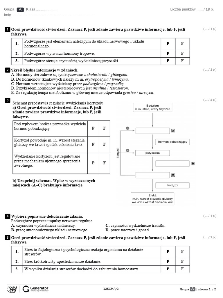R11_R12_w_2. Układ hormonalny. Rozmanżanie i rozwój człowieka Test (z ...