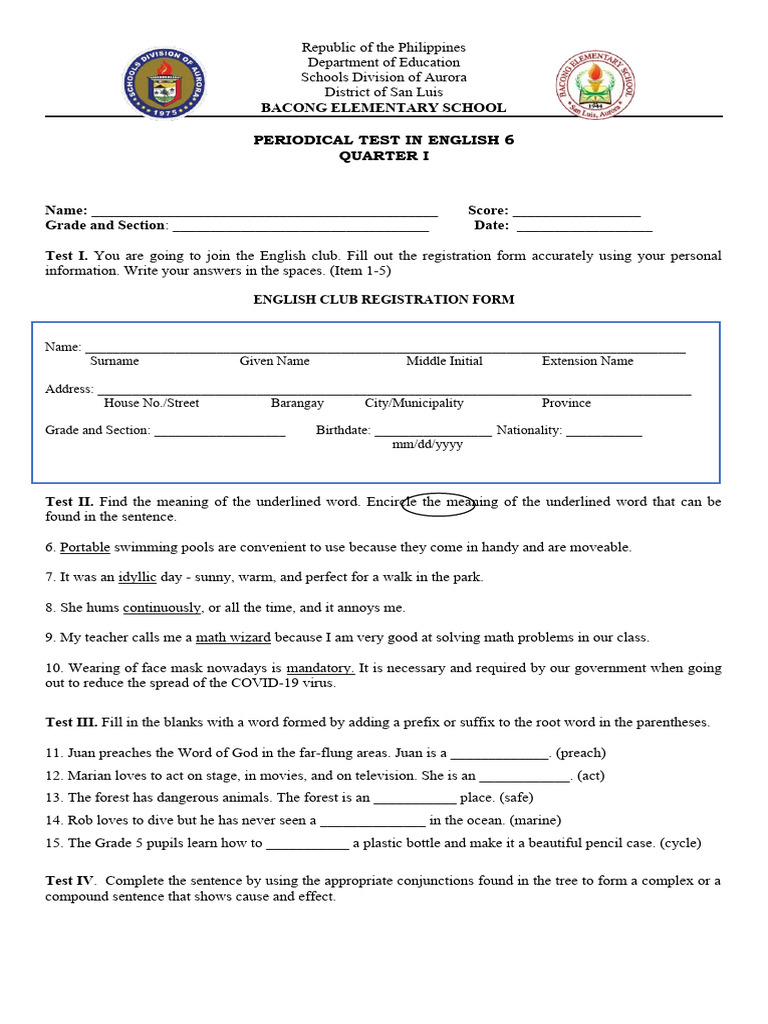 Grade 5 Q1 English | PDF | Language Mechanics | Syntax