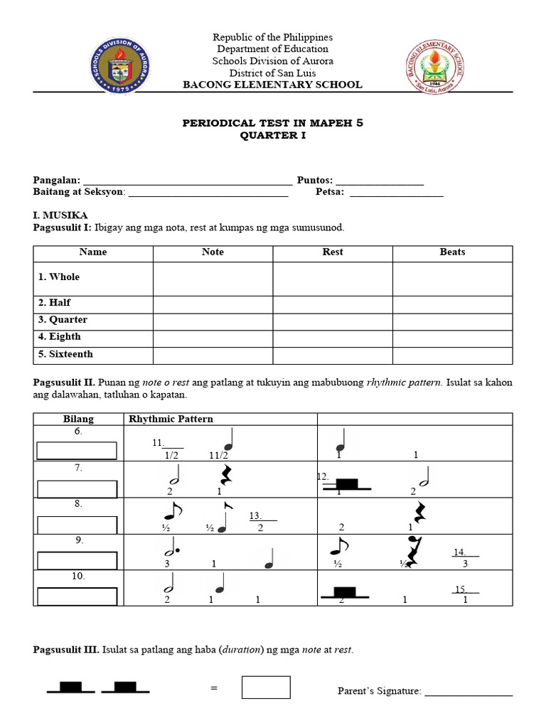 Grade 5 Q1 MAPEH | PDF