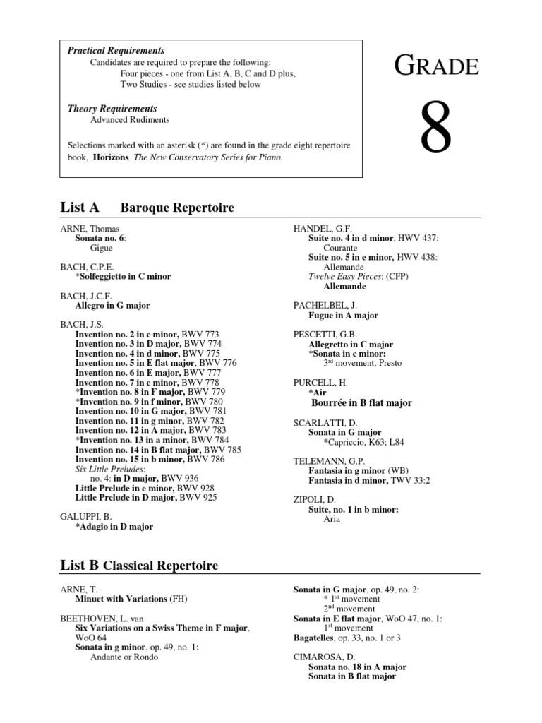 55 Grade 8 | PDF | Chord (Music) | Classical Music