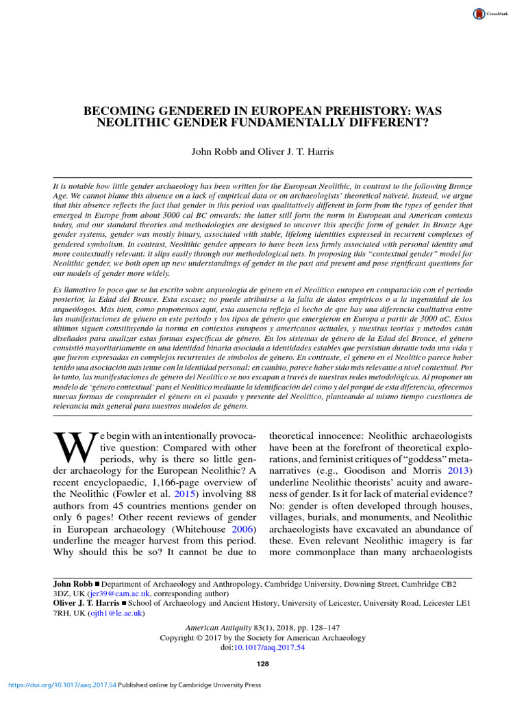 Becoming Gendered in European Prehistory Was Neolithic Gender ...