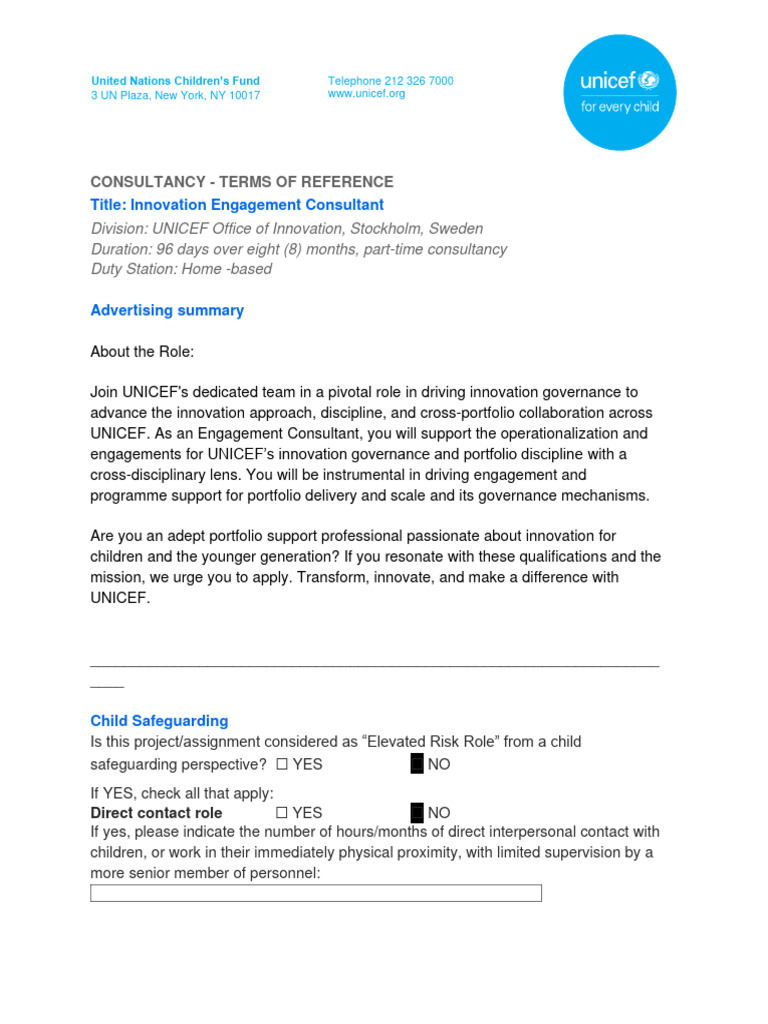 TOR Engagement Consultant Updated | PDF | Governance | Innovation