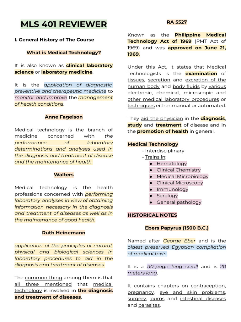 MLS 401 Reviewer | PDF | Medicine | Medical Laboratory