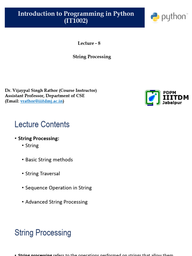 Lec 8. String Processing | PDF | String (Computer Science) | Quotation Mark Lec 8. String Processing | PDF | String (Computer Science) | Quotation Mark