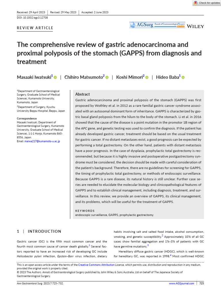 Annals of Gastroent Surgery - 2023 - Iwatsuki - The Comprehensive ...