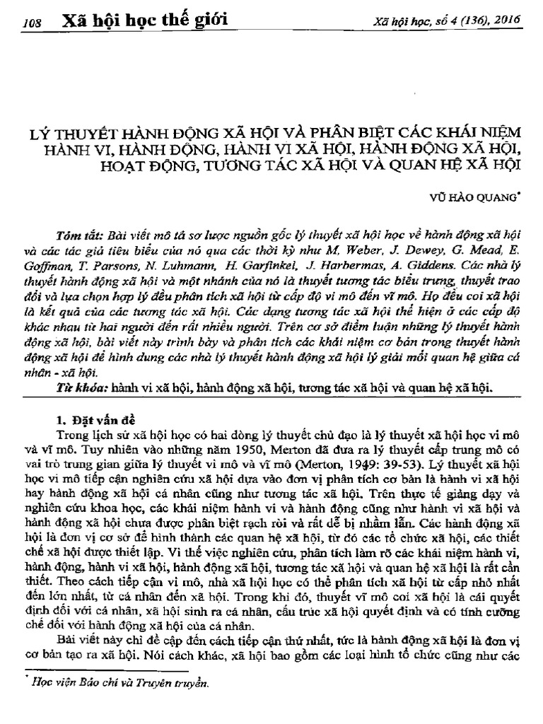 Ly Thuyet Hanh Dong Xa H O I V A Phan Biet Cac Khai Nigm Hanh Vi, Hanh D6Ng, Hanh Yi Xa Hoi ...