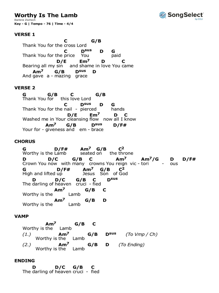 Worthy Is The Lamb Chords G | PDF