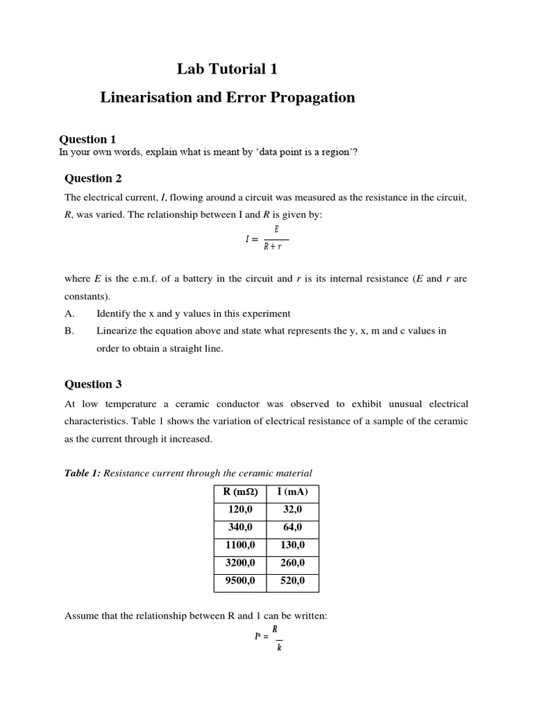 Lab Tutorial T2W2 2024 | PDF | Electrical Resistance And Conductance | Physics