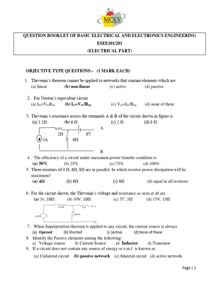 Basic Electrical Engineering MCQs in Hindi | PDF | Electric Motor | Transformer