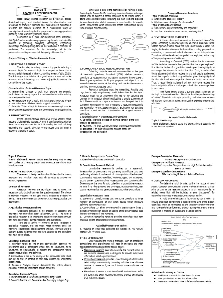 Handouts - Drafting A Research Paper (Group 4) | PDF | Quantitative ...