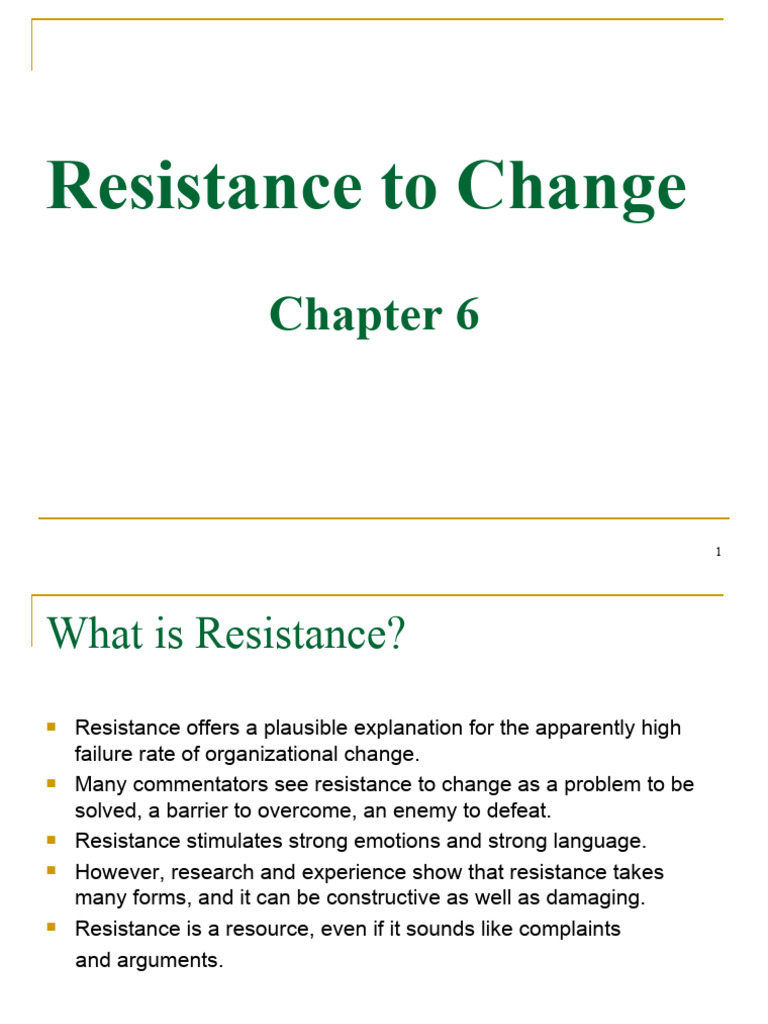 Chapter 6 - Resistence To Change - Book CHPT 8 | PDF | Change ...