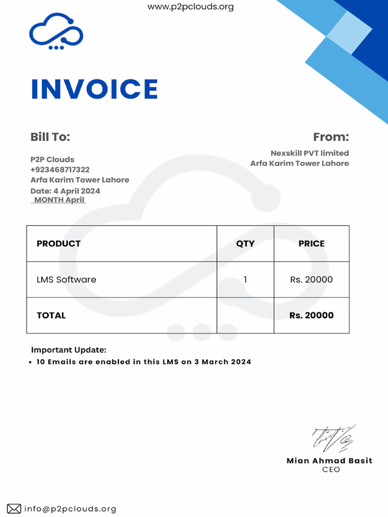 Nexskill - Lms AP Invoice | PDF