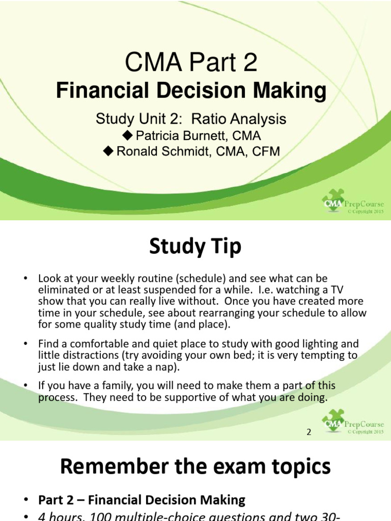 CMA Part 2: Financial Decision Making | PDF | Return On Equity | Market ...