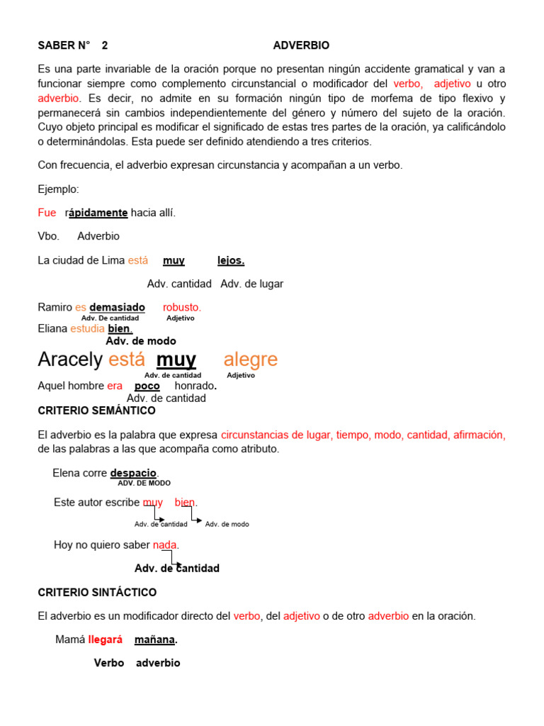 Adverbio Adverbio 2024 | PDF | Adverbio | Verbo