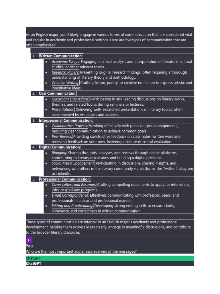 As An English Major | PDF | Communication | Critical Thinking