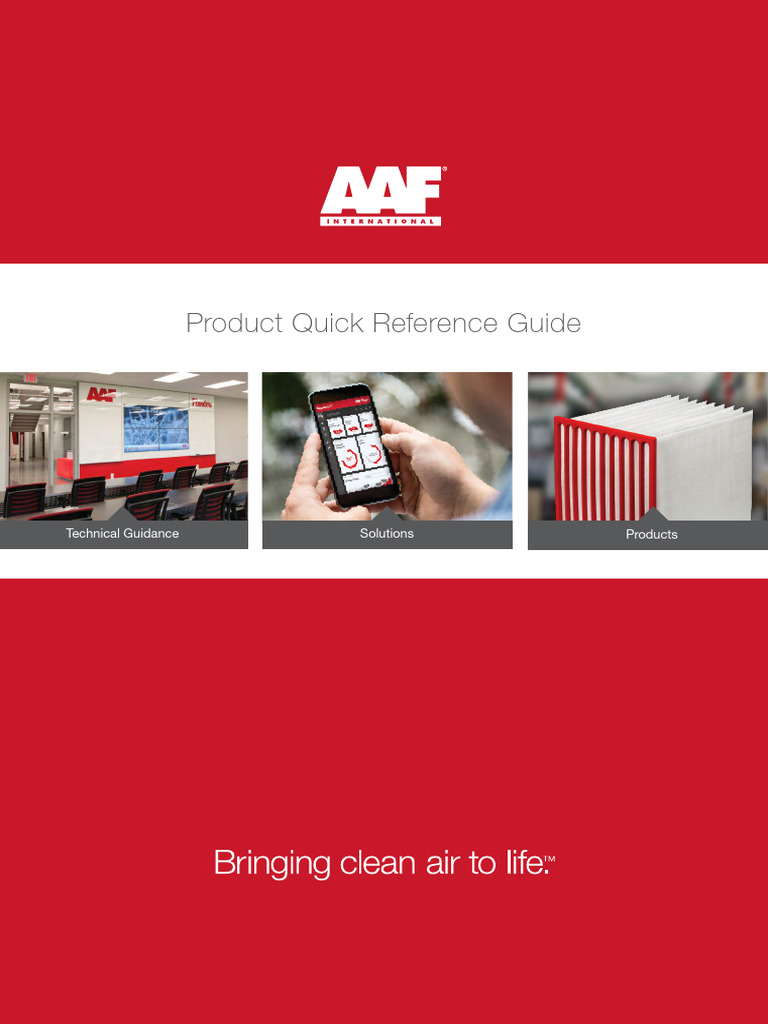 AAF Product Quick Reference Guide EN | PDF | Particulates | Filtration