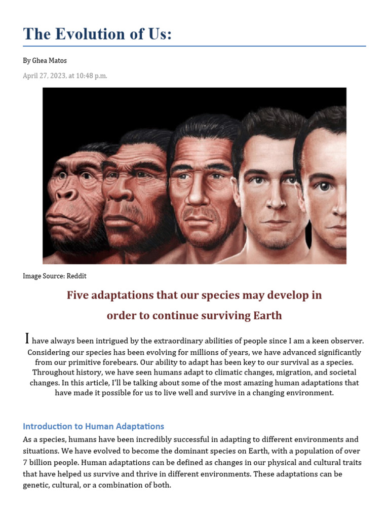 The Evolution of Us - 5 Fascinating Human Adaptations That May Help Us Thrive in A New World ...