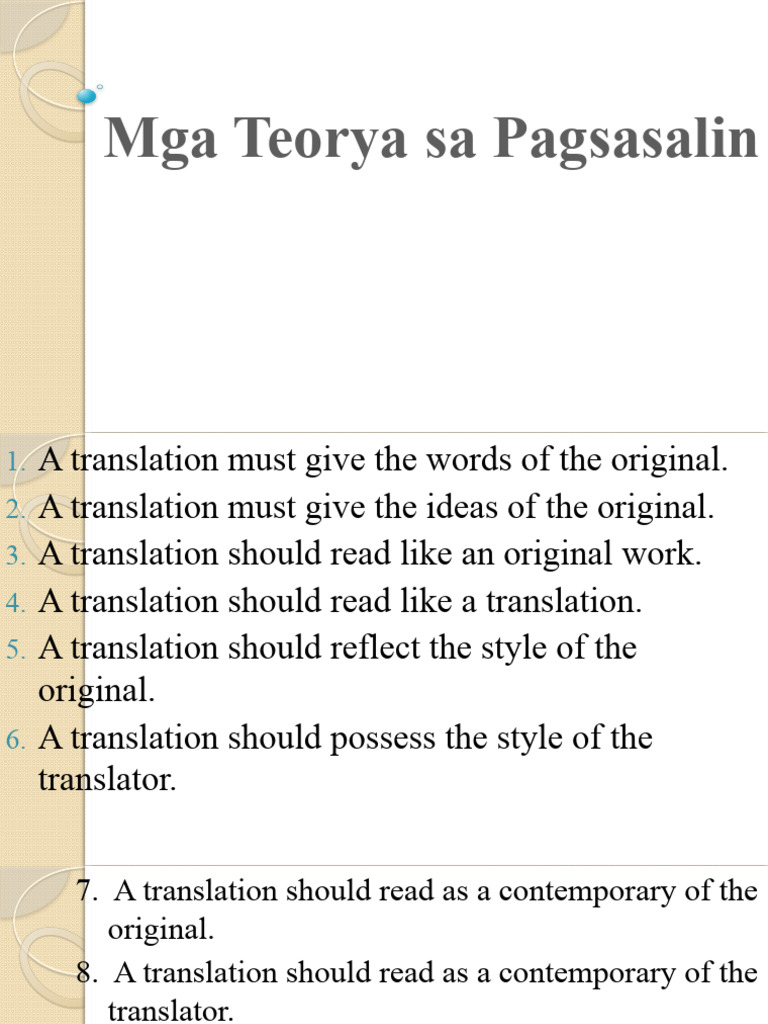 Teorya Sa Pagsasalin | PDF