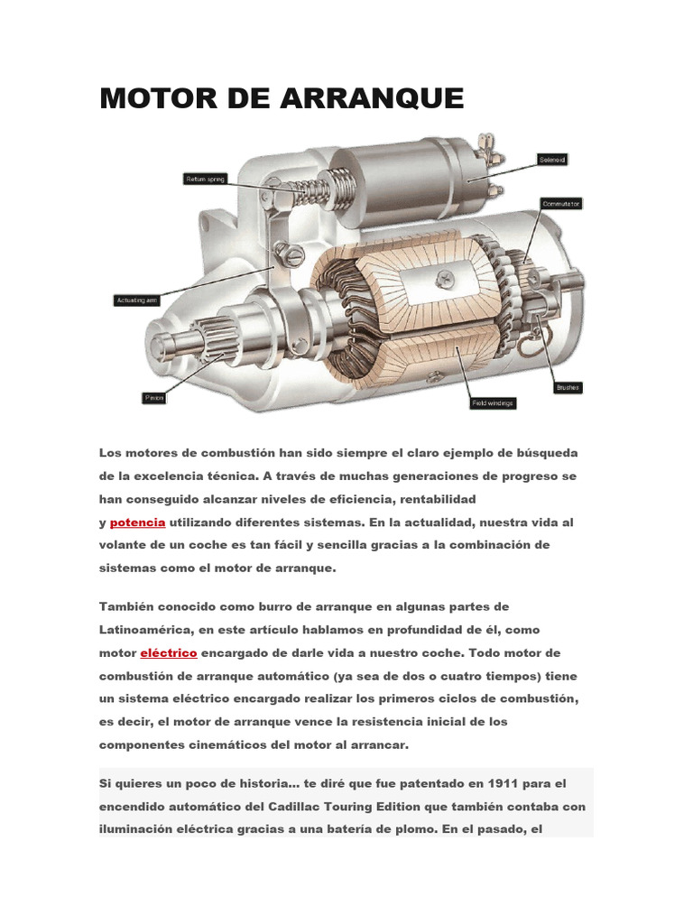 Partes Del Motor de Arranque | PDF | Motores | Ingenieria Eléctrica