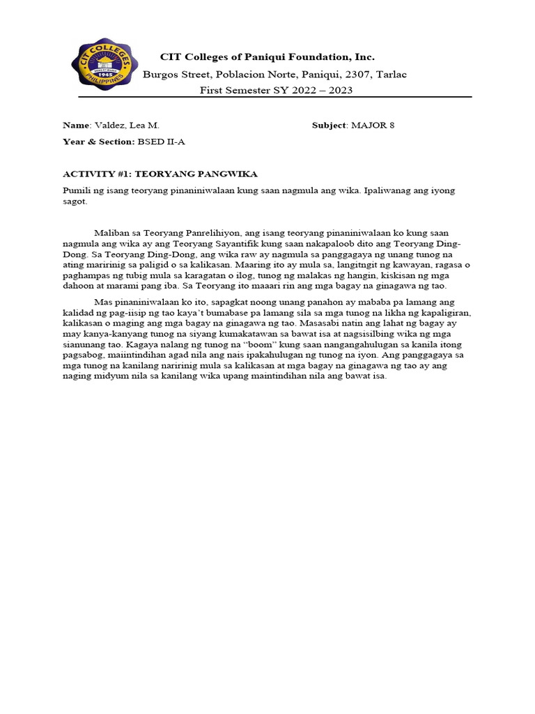 Teoryang Pinagmulan NG Wika | PDF