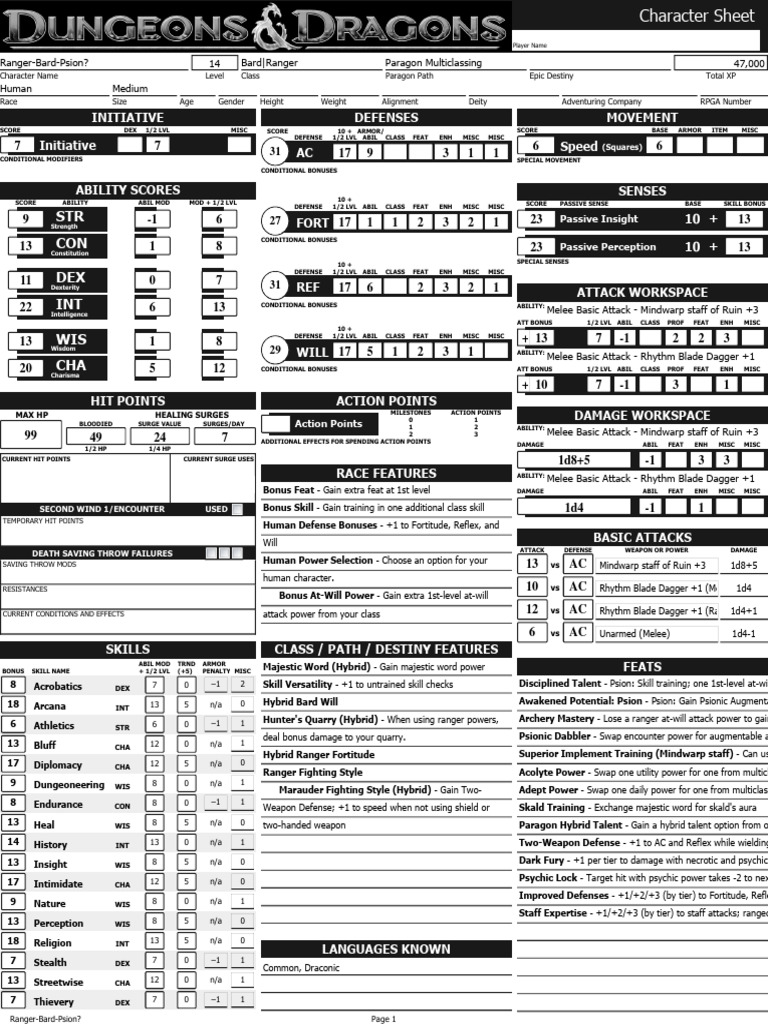 Ranger-Bard-Psion | PDF | Fantasy Role Playing Games | Dungeons & Dragons