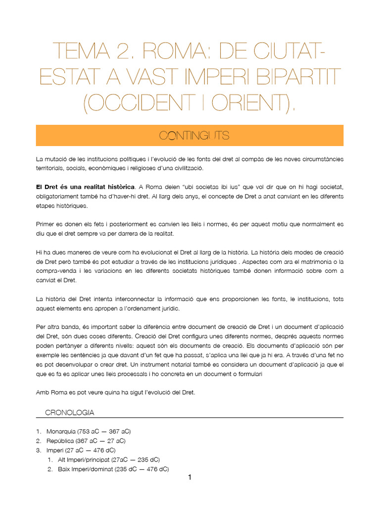 Tema 2. L'imperi Romà | PDF Tema 2. L'imperi Romà | PDF