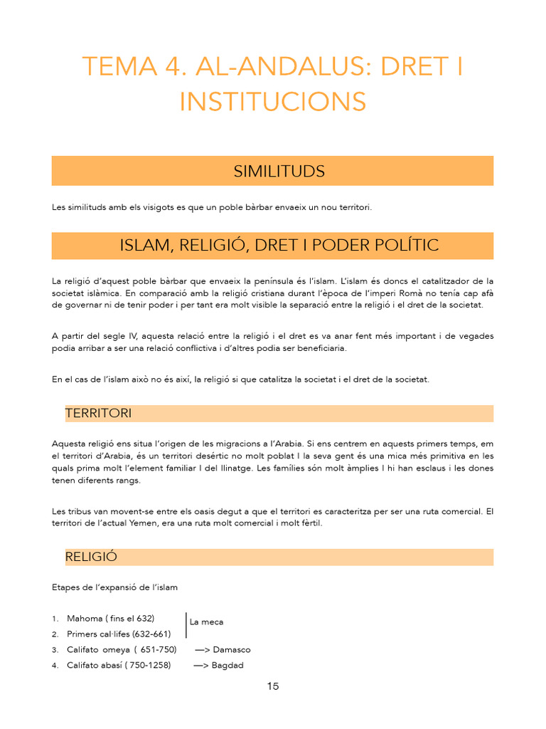 Tema 4. Al-Andalus: Dret I Institucions | PDF