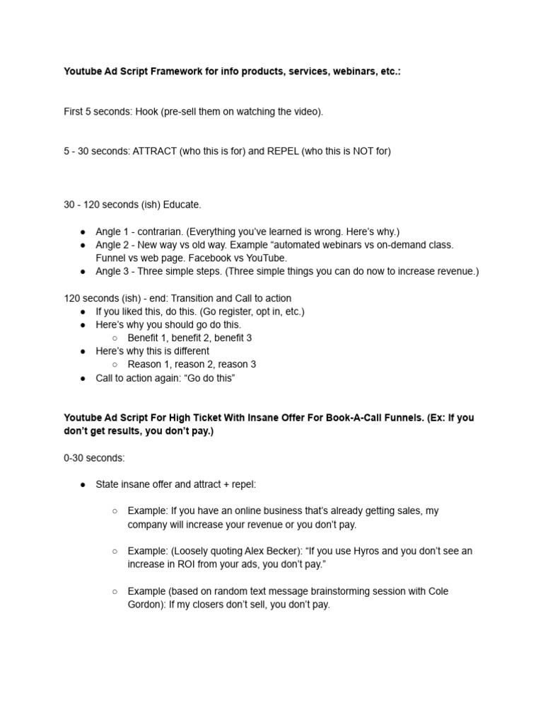 YouTube Ad Script Framework-220204-120927 | PDF | Cyberspace | World Wide Web
