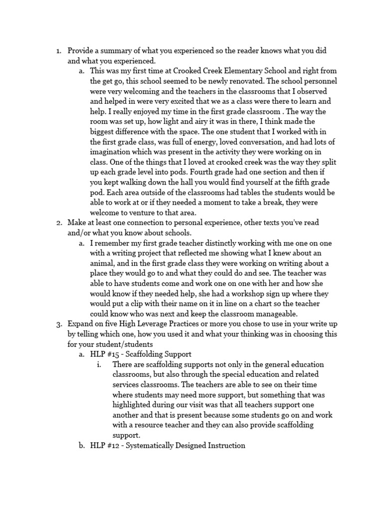 Crooked Creek Write Up | PDF | Classroom | Learning