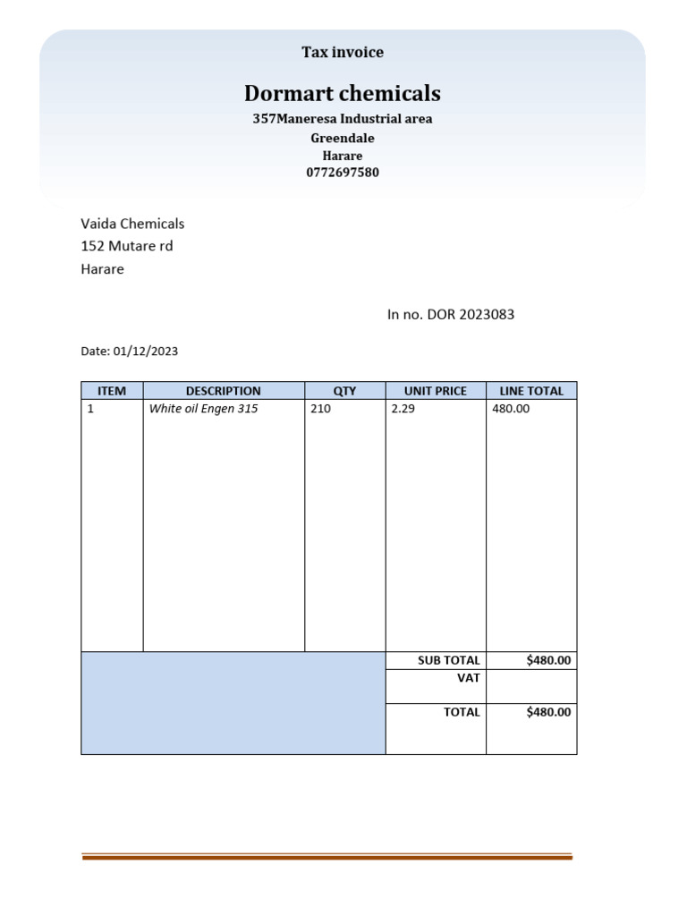 Vaida Tax Invoice 2023083 | PDF