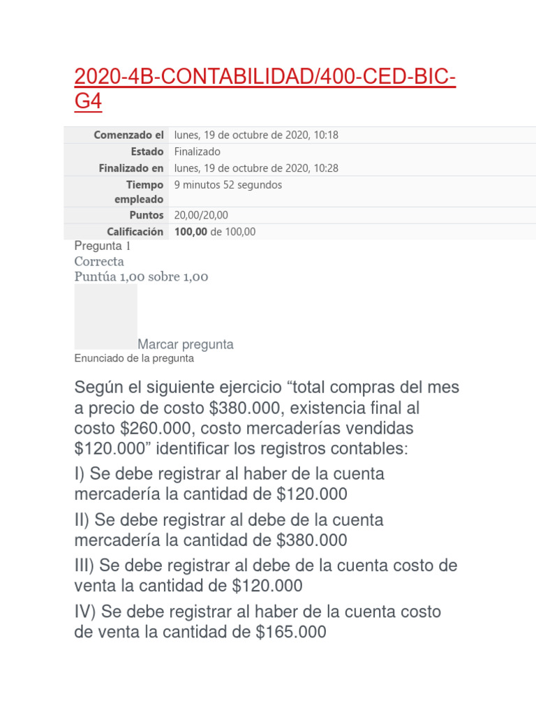 Prueba 1 Contabilidad 2020 | PDF | Contabilidad | Negocios económicos