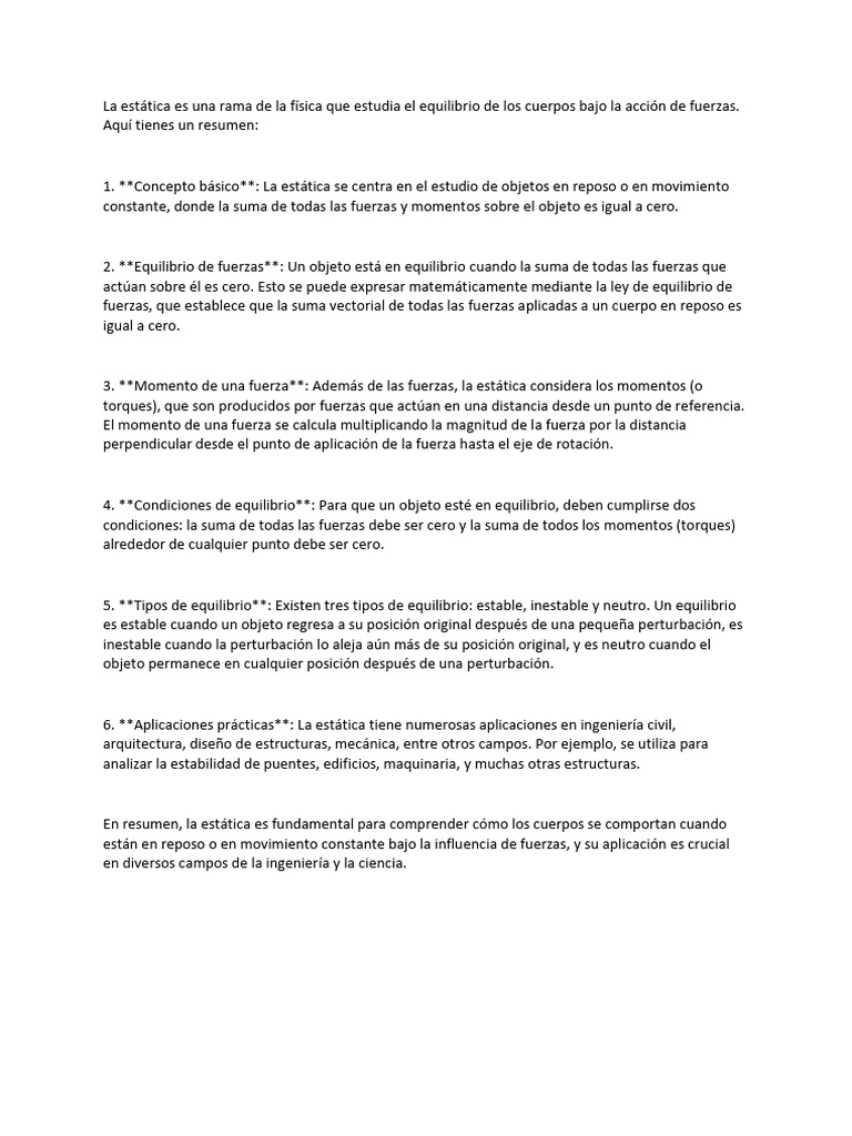 Resumen de Estatica | PDF