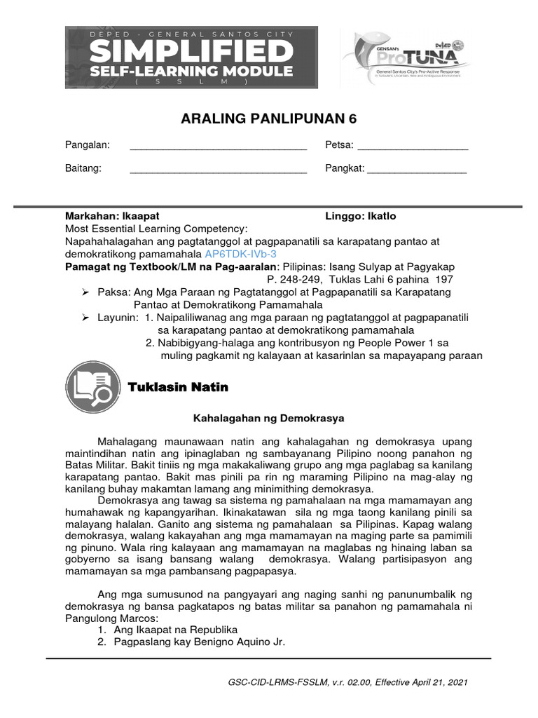 AP6-Q4 - Week 3 | PDF