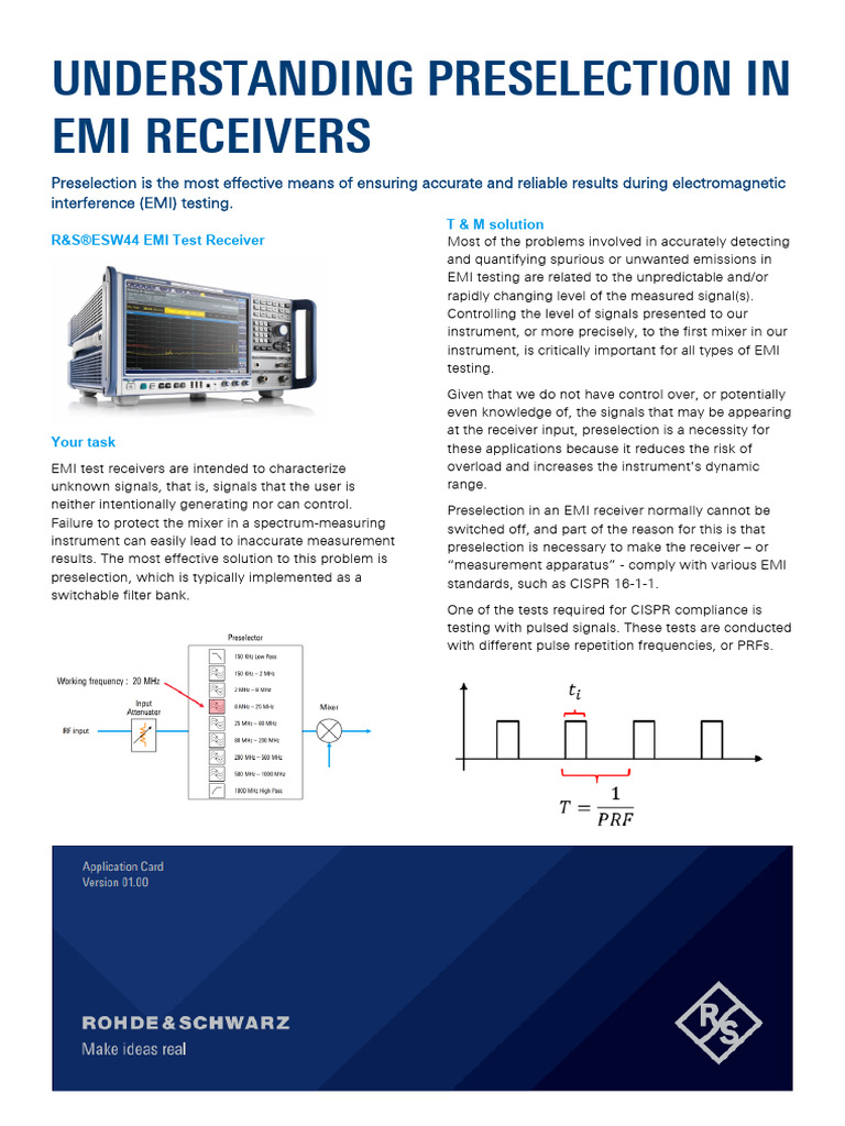 Rohde - Schwarz - Understanding Preselection in EMI Receivers APPCARD | PDF | Electromagnetic ...