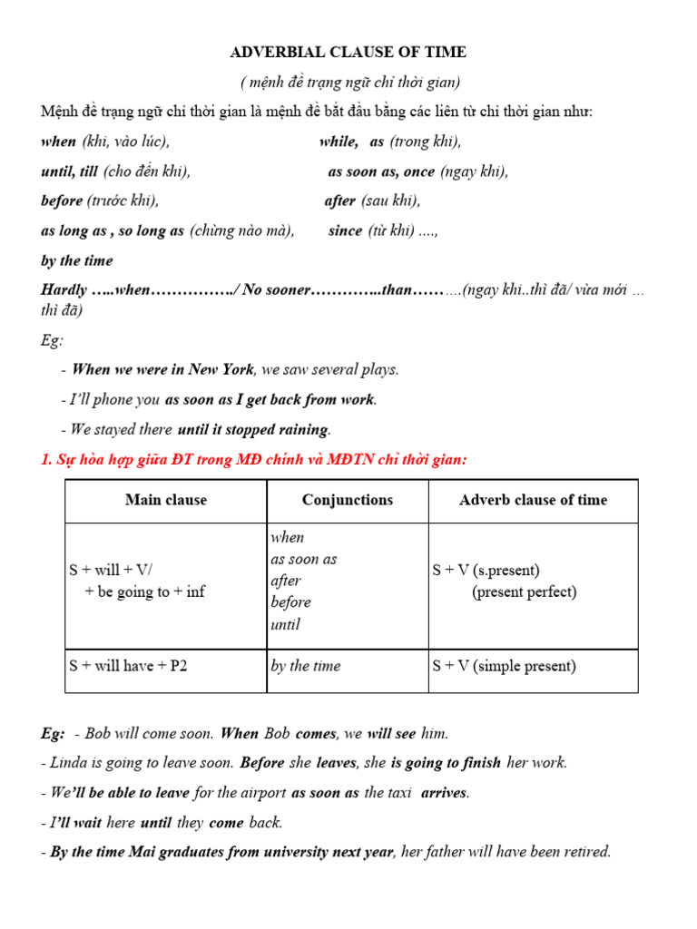 ADVERBIAL CLAUSE OF TIME | PDF | English Grammar | Syntax