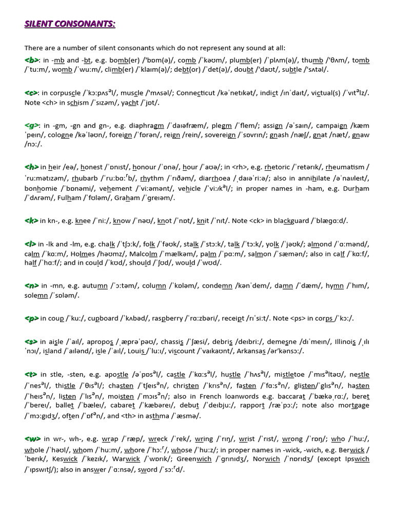 SILENT CONSONANTS | PDF